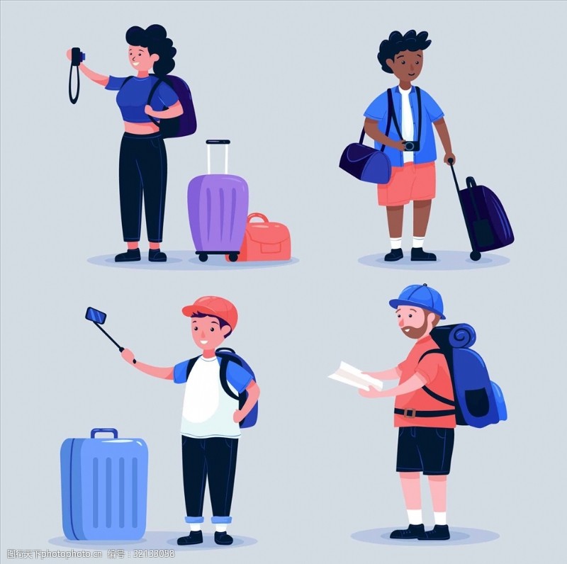 手绘游客图片免费下载_手绘游客素材_手绘游客模板-图行天下素材网