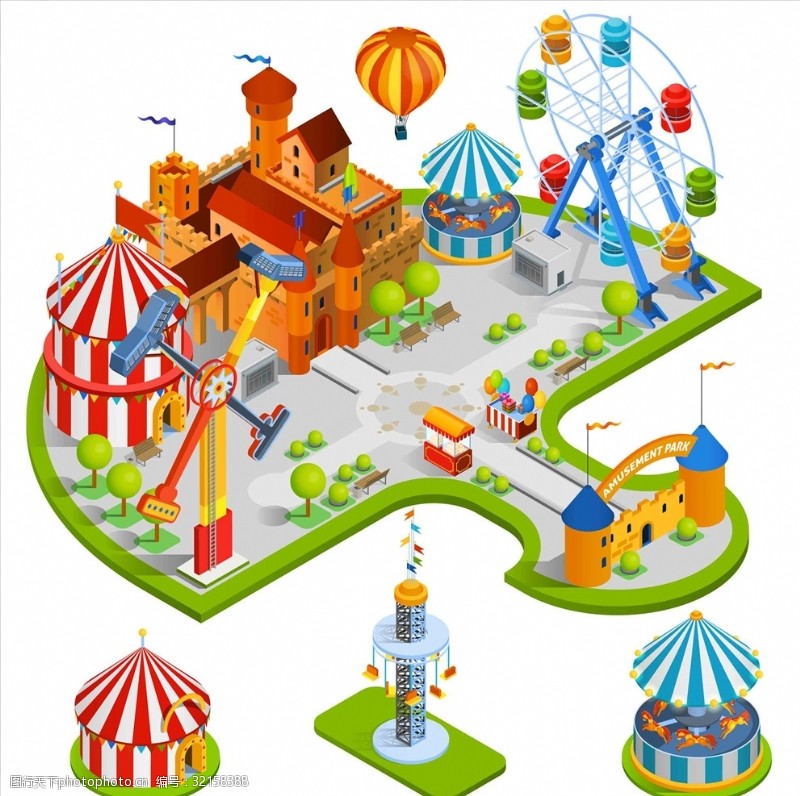 卡通游乐园矢量图片免费下载_卡通游乐园矢量素材_卡通游乐园矢量模板-图行天下素材网